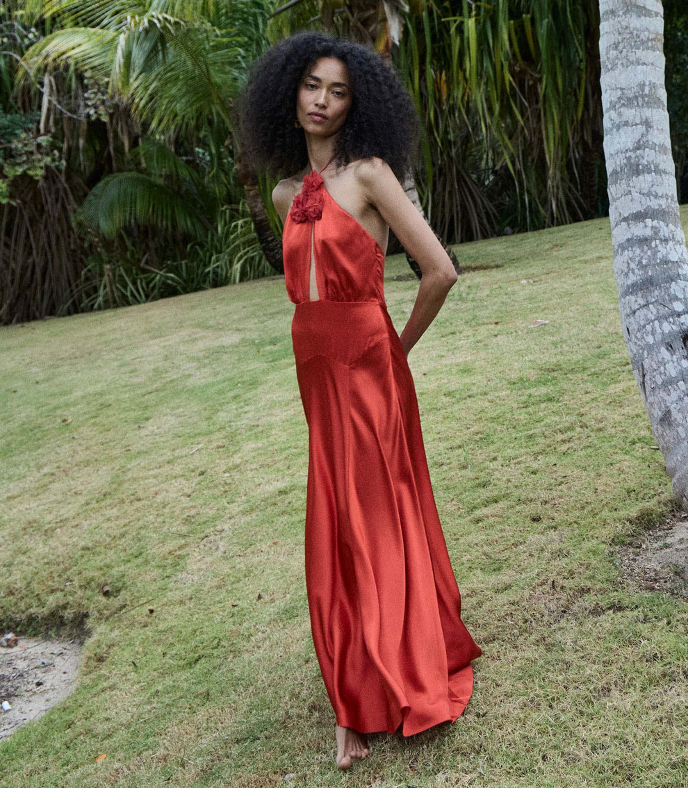Lilaia Dress - Fiery Coral | DÔEN