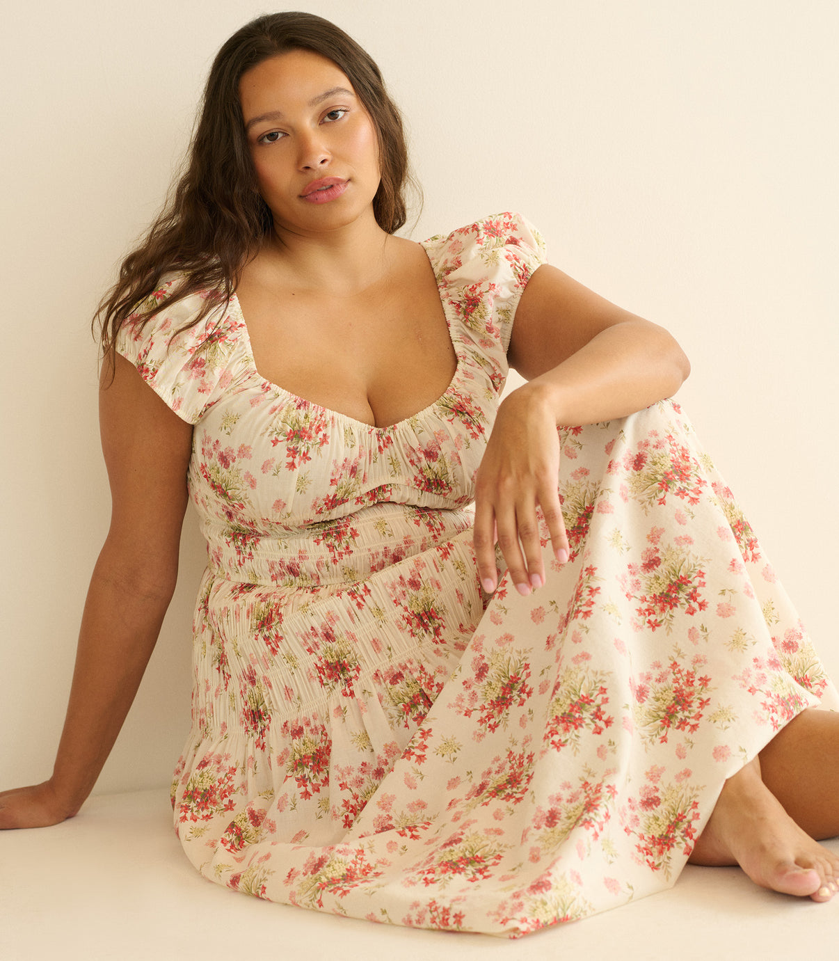 Quinette Dress - Ivory Lantana Floral | DÔEN